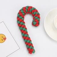 China Rope Braided Indestructible Dog Teeth Cleaning Toy Christmas Candy Cane Shape for sale