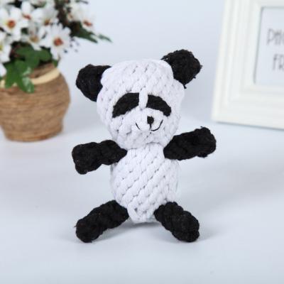 China Molar Cleaning Grinding Puppy Teething Toys , Braided Funny Panda Dog Chewing Toy for sale