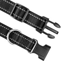 China Hot Sales In Amazon Pet Collar Tactical Dog Nylon Quick Release Dog Collar With Reflective Strip for sale