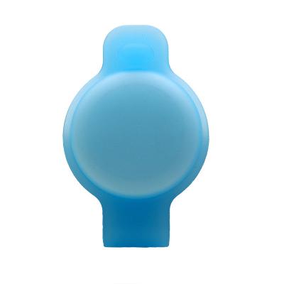 China Transparent Sky Blue Apple Air Tag Keychain , Mini Liquid Silicone Air Tag Chain for sale