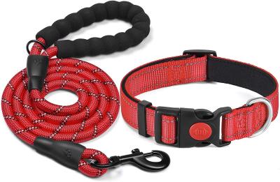 China Soft Pet Collar Leash Neoprene Padded Handle Adjustable for sale