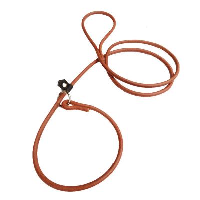 China Personalized Consice PU No Pulling Durable Adjustable Leather Training Dog Leash Slip for sale