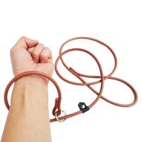 China Personalized Consice PU No Pulling Durable Adjustable Leather Training Dog Leash Slip for sale