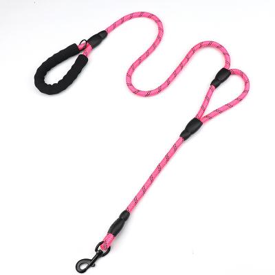 China 2021 Upgreate Nylon Braided Reflective Rope Neoprene Padded Two Handles Dog Leash for sale