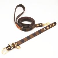 China Personalized Quality High Classic PU leather Durable Matching Luxury Dog Collar Leashes for sale