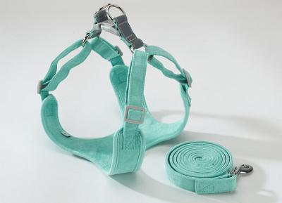 China Support Sample Soft And Durable Denim Harness Leash Luxury Dog Collar for sale