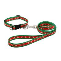 China Heat Transfer Printing Christmas Colorful Printing Small Dog Collars and Leashes Set for sale