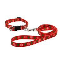 China Heat Transfer Printing Christmas Colorful Printing Small Dog Collars and Leashes Set for sale