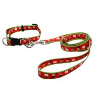 China Heat Transfer Printing Christmas Colorful Printing Small Dog Collars and Leashes Set for sale