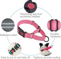 China Large Dog Durable Braided Nylon Reflective Soft Handle Dog Collar and Leash Set for sale