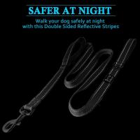 China Double Handle Traffic Padded Reflective Stitching Two Handle Dog Leash For Walking for sale