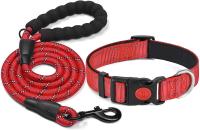 China Durable Reflective Soft Neoprene Padded Breathable Adjustable Nylon Dog Collars Leashes for sale