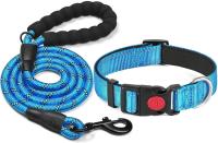 China Durable Reflective Soft Neoprene Padded Breathable Adjustable Nylon Dog Collars Leashes for sale
