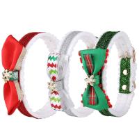 China Christmas Pet Collar Leash Snowflake Big Bow Tie Spot Cat Dog Collar for sale