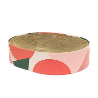 China Oval Corrugated Cat Scratching Cardboard Durable Recycle Board Interactive Cat Scratching Board for sale