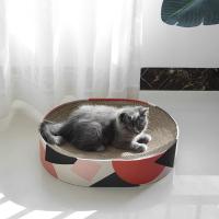 China Oval Corrugated Cat Scratching Cardboard Durable Recycle Board Interactive Cat Scratching Board for sale