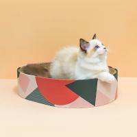 China Oval Corrugated Cat Scratching Cardboard Durable Recycle Board Interactive Cat Scratching Board for sale