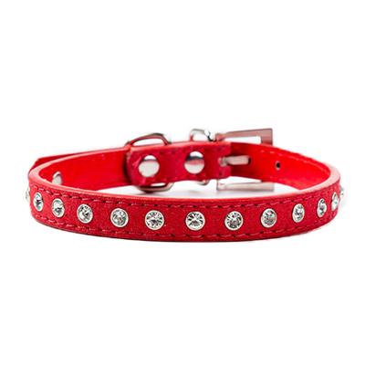 China Personalized Fashion Design Bling Bling Rhinestone Quality PU Adjustable Dog Collar for sale