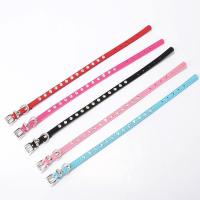 China Personalized Fashion Design Bling Bling Rhinestone Quality PU Adjustable Dog Collar for sale