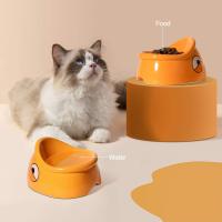 China Tilted Elevated Cat Dish Bowl , Ceramic Slanted Cat Feeding Bowl for sale