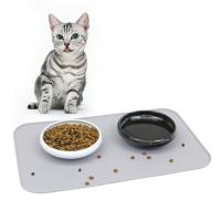 China Multi Compartment Water Food Ceramic Feeding Bowls With Silicone Mat for sale