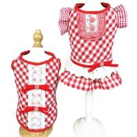 China Personalized Fashion Design Dog Summer Dress Princess Tartan Plaid Pattern Dog Dress Clothes for sale