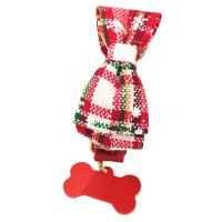 China High Quality Christmas Red Tartan Plaid Pattern Collapsible Cotton Fabric Bowknot Dog Collar for sale