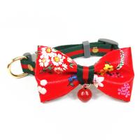 China High Quality Personalized Luxury Brand Collapsible PU Adjustable Dog Bowknot Collar for sale