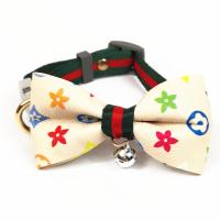 China High Quality Personalized Luxury Brand Collapsible PU Adjustable Dog Bowknot Collar for sale