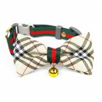 China High Quality Personalized Luxury Brand Collapsible PU Adjustable Dog Bowknot Collar for sale