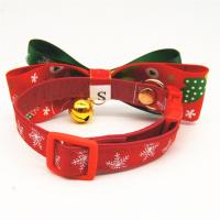 China Handmade Snowman Snowflake Christmas Dog Bow Tie Collar With Small Bell for sale