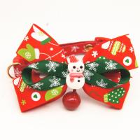 China Handmade Snowman Snowflake Christmas Dog Bow Tie Collar With Small Bell for sale