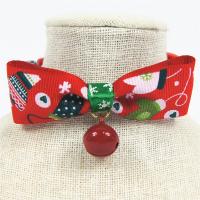 China Handmade Snowman Snowflake Christmas Dog Bow Tie Collar With Small Bell for sale