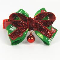China Handmade Snowman Snowflake Christmas Dog Bow Tie Collar With Small Bell for sale