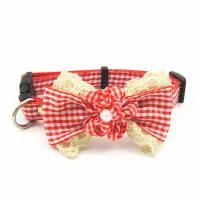 China Hot Selling British Style Adjustable Plaid Pattern Small Medium Dog Bowknot Collar for sale