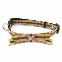 China Hot Selling British Style Adjustable Plaid Pattern Small Medium Dog Bowknot Collar for sale