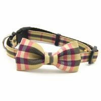 China Hot Selling British Style Adjustable Plaid Pattern Small Medium Dog Bowknot Collar for sale