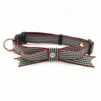 China Hot Selling British Style Adjustable Plaid Pattern Small Medium Dog Bowknot Collar for sale