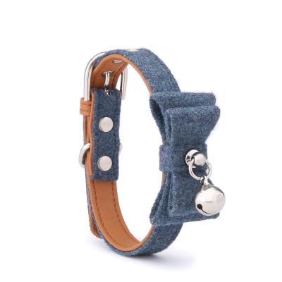 China New products recommended cat bow tie collar felt cloth kitten puppy bell collar pet collar for sale