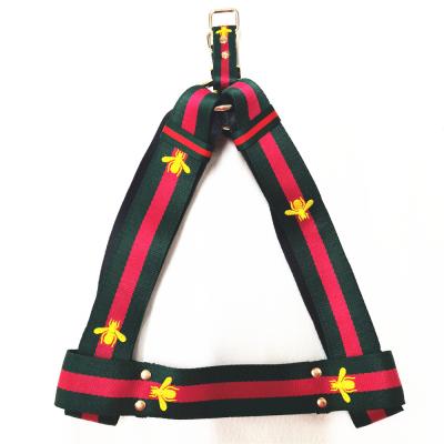 China Classic Design Bee Polyester Medium Large Golden Retriever Samoyed Dog Collar Harness Set for sale