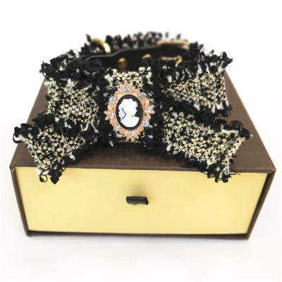 China Custom Fashion Attractive Design PU Decorative Nylon Lace Luxury Dog Collar for sale