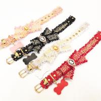 China Custom Fashion Attractive Design PU Decorative Nylon Lace Luxury Dog Collar for sale