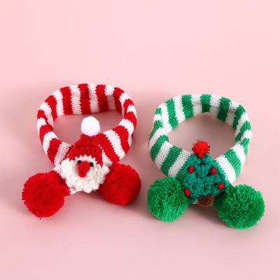 China Wool Striped Christmas Pet Collar Leash Adjustable Plaid Pattern for sale