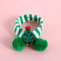 China Wool Striped Christmas Pet Collar Leash Adjustable Plaid Pattern for sale