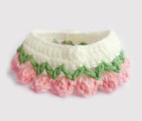 China Tulip Bib Cat Dog Pet Collar Leash Handmade Woolen Knitted for sale