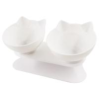 China Protect Neck Cat Bowl Non Slip Transparent Double Bowl Protect Cervical Spine for sale