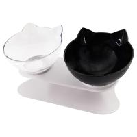 China Protect Neck Cat Bowl Non Slip Transparent Double Bowl Protect Cervical Spine for sale