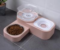 China Pet Feeder Double Bowl Two-in-One Square Drinking Water Automatic Feeder Drinking Dog Rice Bowl Cat Bowl for sale