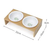 China pet dining table ceramic double bowl cat bowl to protect the cervical spine anti-overturning food bowl for sale