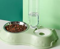 China New Pet Double Bowl Automatic Drinking Pet Food Dog Food Bowl Teddy Golden Retriever Dog Basin for sale